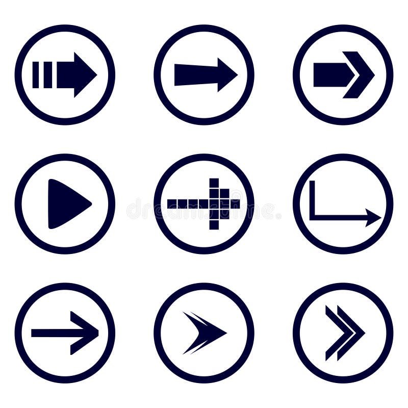 Direction Arrows Vector Collection. Set Different Black Arrow Icon ...