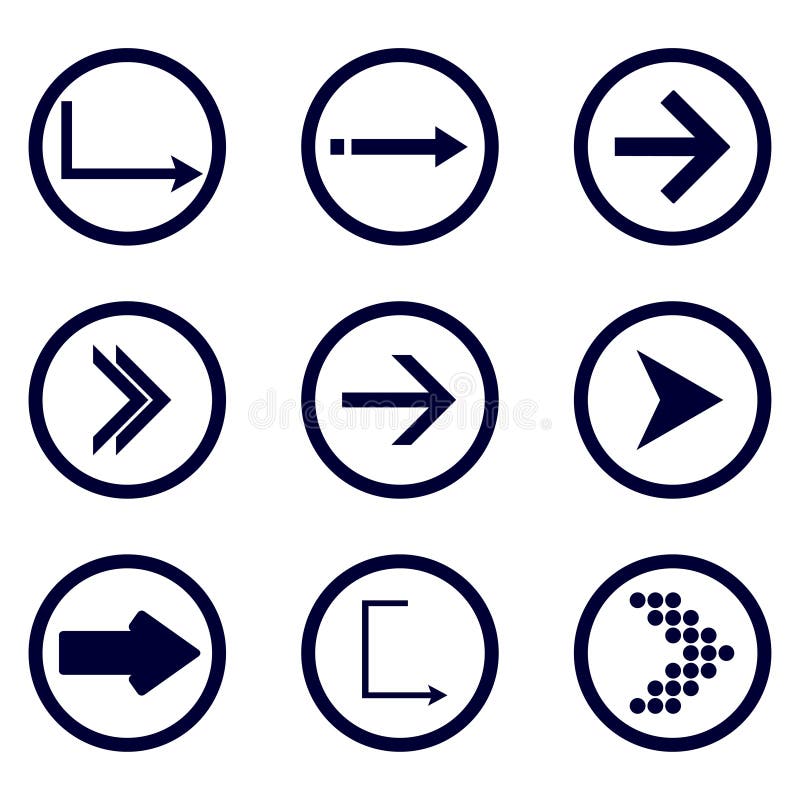 Direction Arrows Vector Collection. Set Different Black Arrow Icon ...