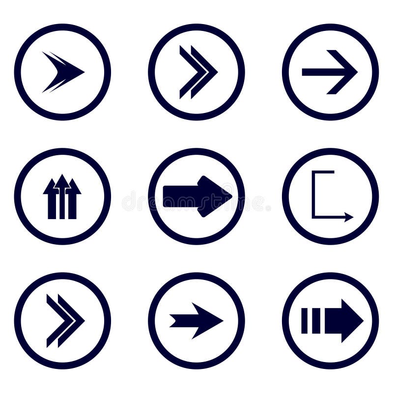 Direction Arrows Vector Collection. Set Different Black Arrow Icon ...