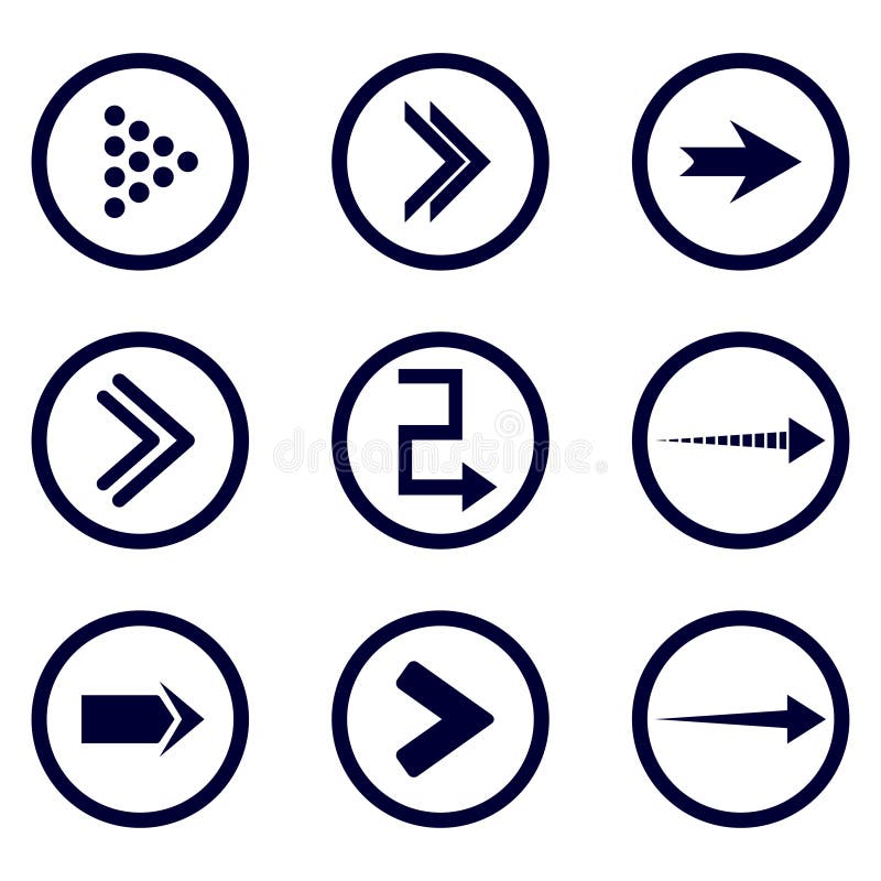 Direction Arrows Vector Collection. Set Different Black Arrow Icon ...