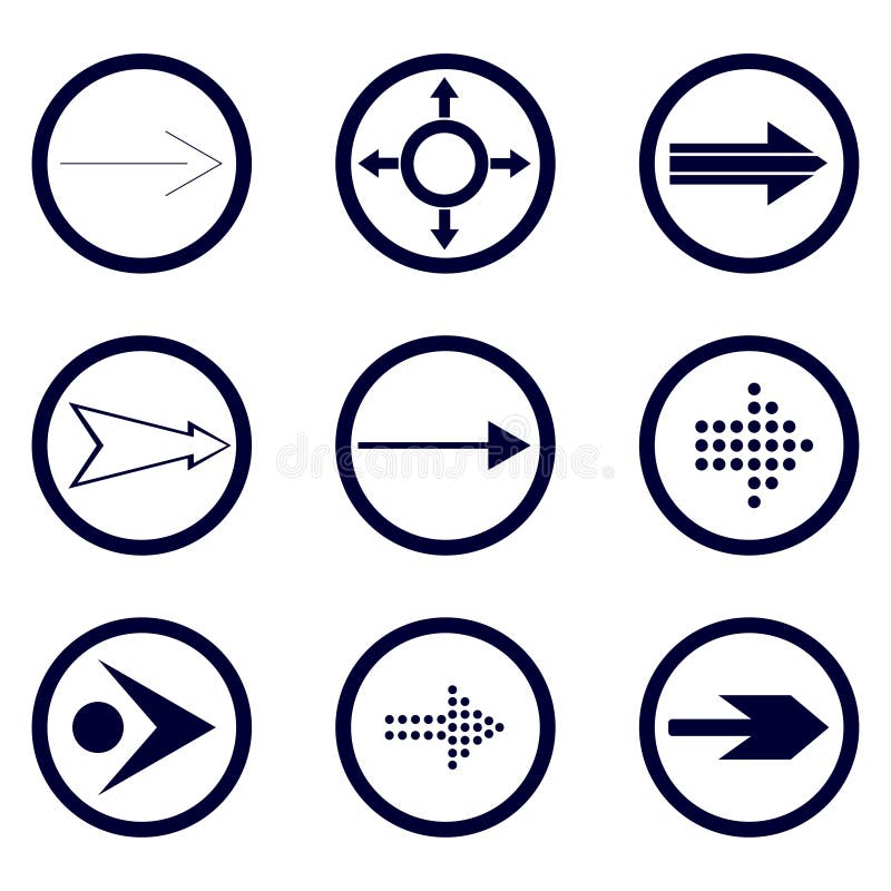 Direction Arrows Vector Collection. Set Different Black Arrow Icon ...