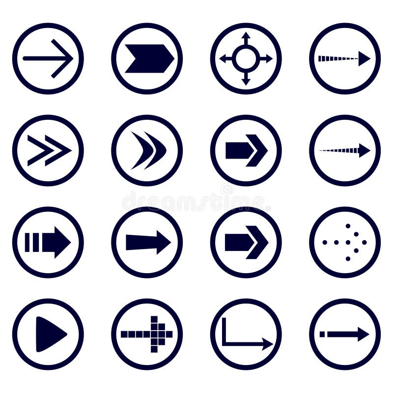 Direction Arrows Vector Collection. Set Different Black Arrow Icon ...