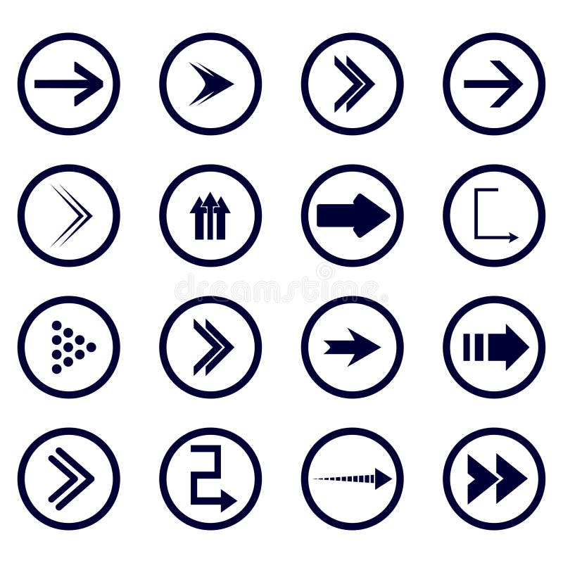 Direction Arrows Vector Collection. Set Different Black Arrow Icon ...