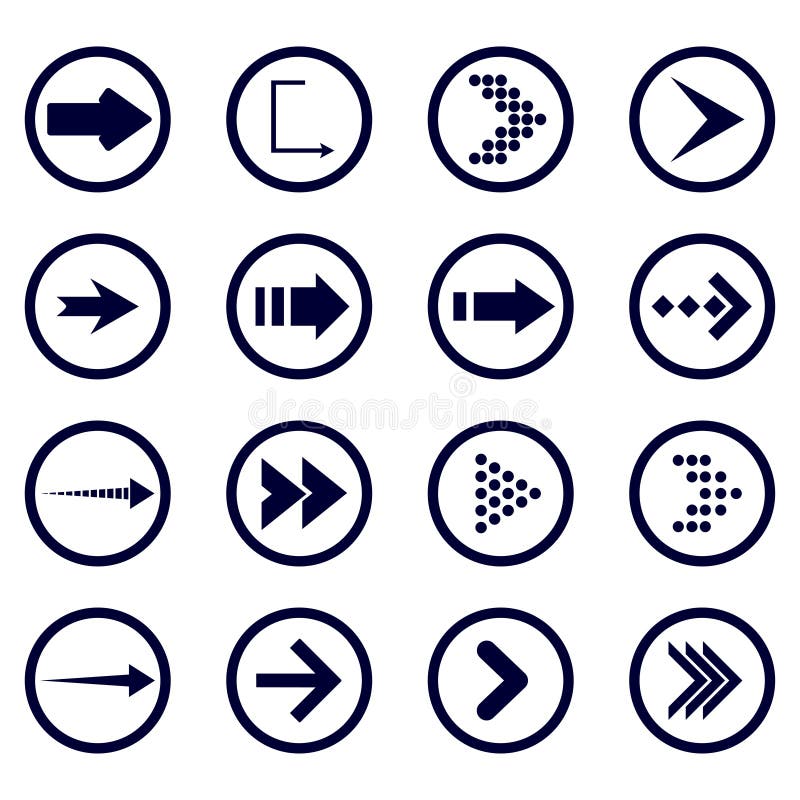 Direction Arrows Vector Collection. Set Different Black Arrow Icon ...