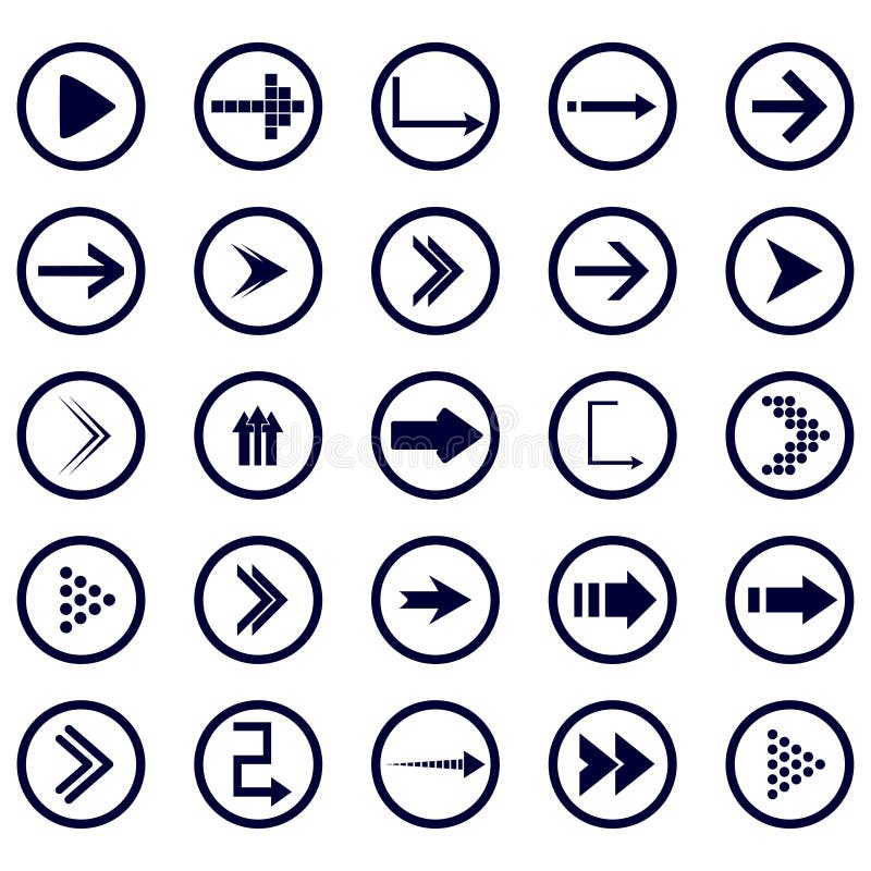Direction Arrows Vector Collection. Set Different Black Arrow Icon ...