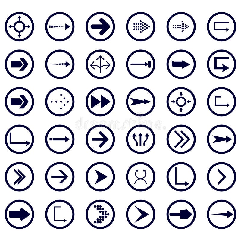 Direction Arrows Vector Collection. Set Different Black Arrow Icon ...