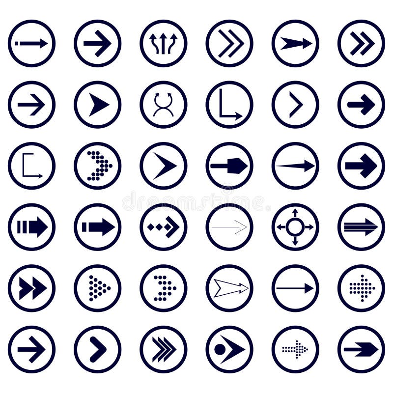 Direction Arrows Vector Collection. Set Different Black Arrow Icon ...