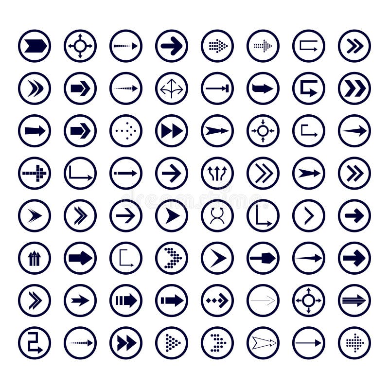 Direction Arrows Collection. Set Different Black Arrow Icon Stock ...