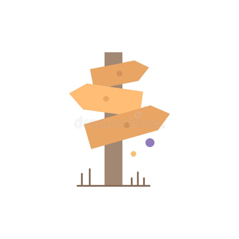 Direction, Board, Camping, Sign, Label Flat Color Icon Vector Stock ...