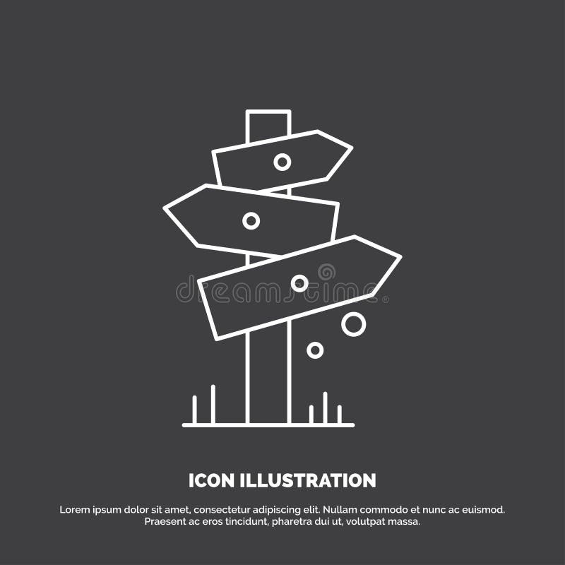Direction, Board, Camping, Sign, Label Icon. Line Vector Symbol for UI ...