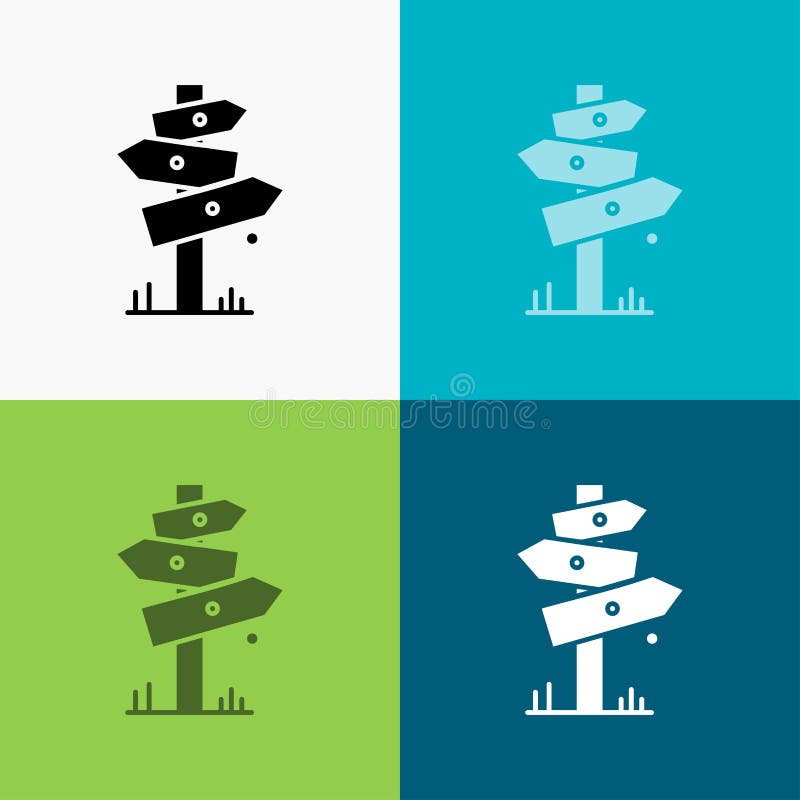 Direction, Board, Camping, Sign, Label Icon Over Various Background ...