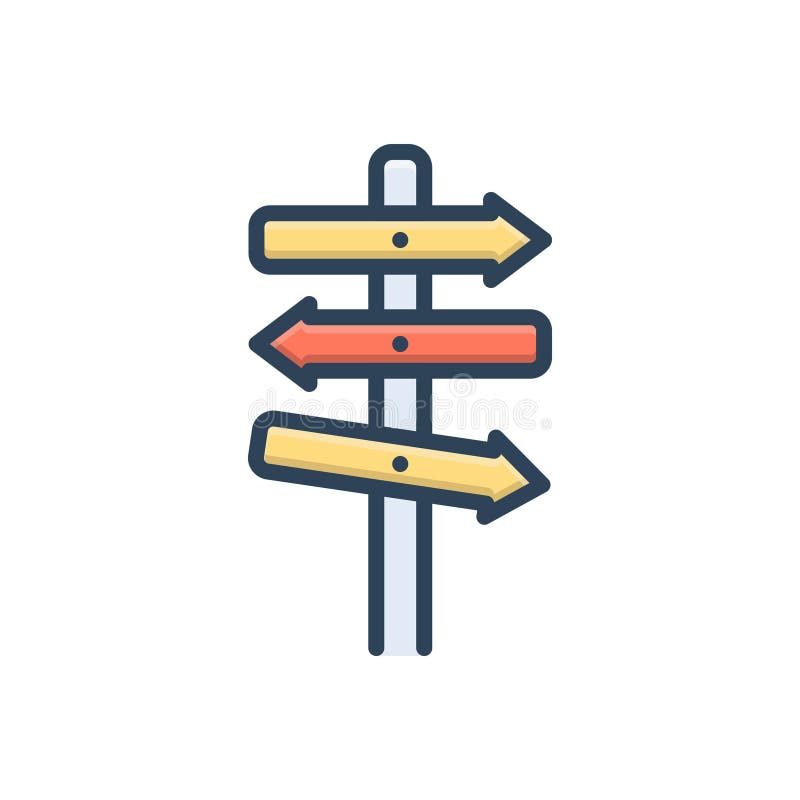 Color Illustration Icon for Direction Board, Direction and Signpost ...