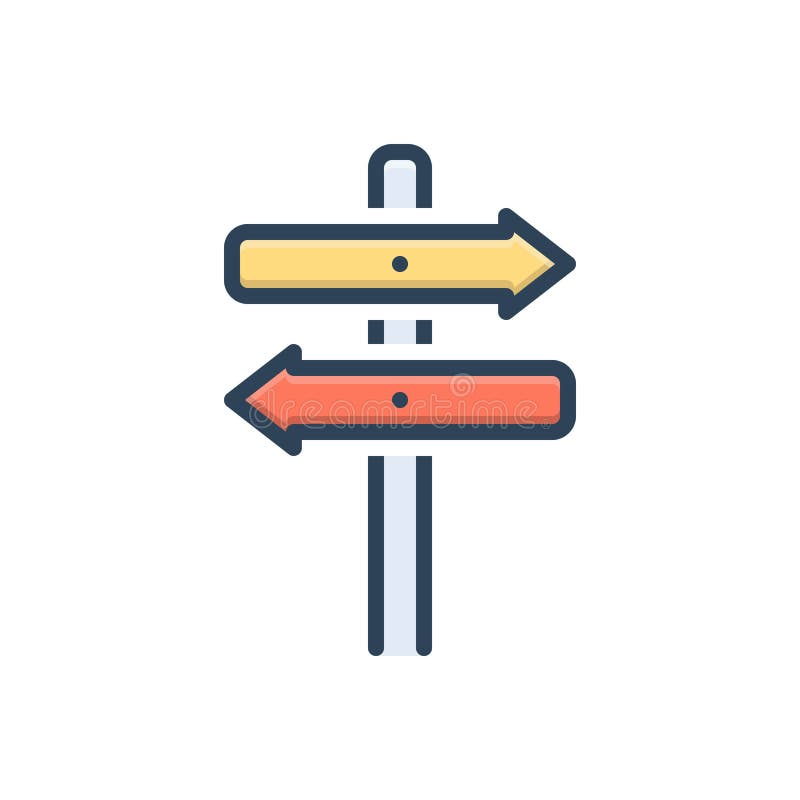 Color Illustration Icon for Direction Board, Direction and Guide Stock ...