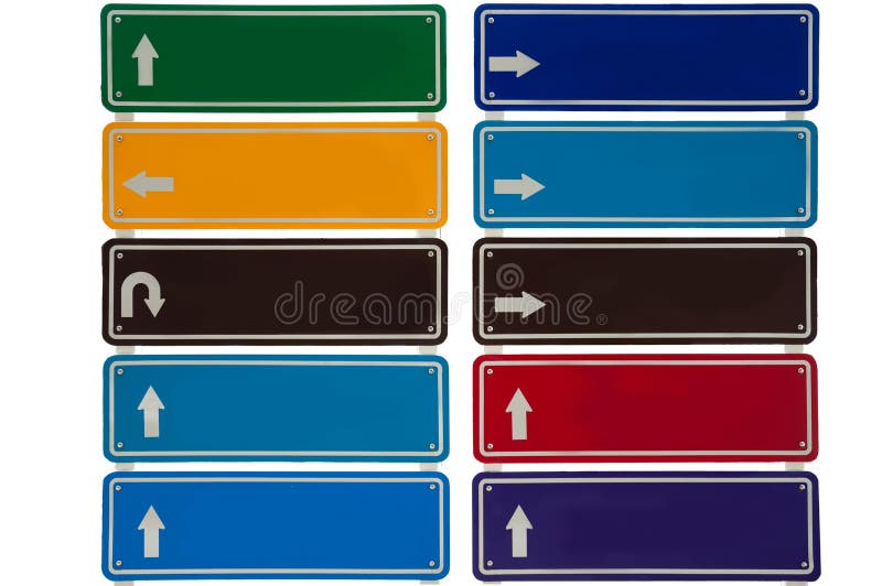 Direction Boards Displaying Various Arrows and Colors for Navigation ...