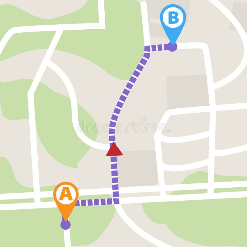 Direction, City and Map with Location, Journey and Route for Travelling ...