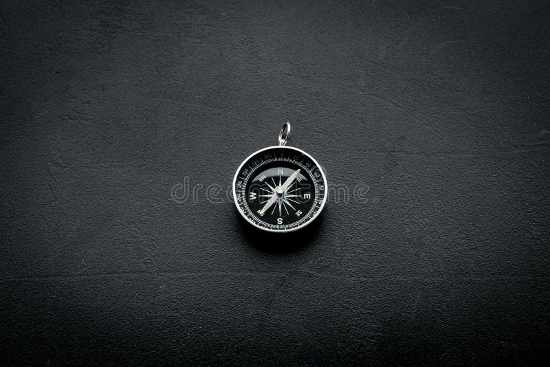 Direction Concept with Compass on Black Background Top View Mockup ...
