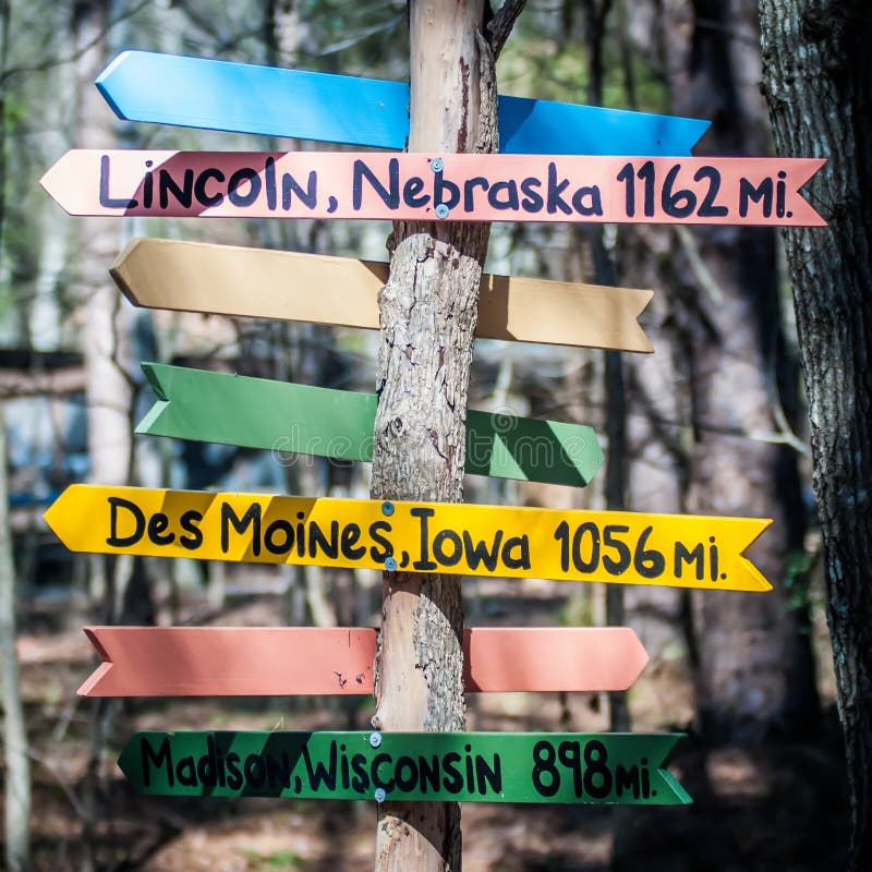 Direction and Distance Sign from Charlotte, North Carolina Stock Photo ...