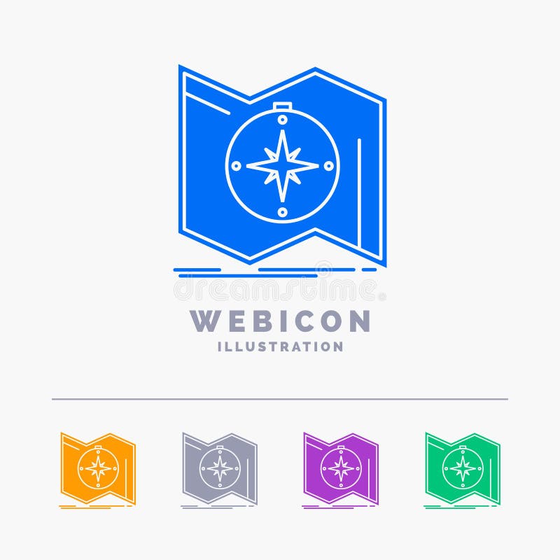 Direction, Explore, Map, Navigate, Navigation 5 Color Glyph Web Icon ...