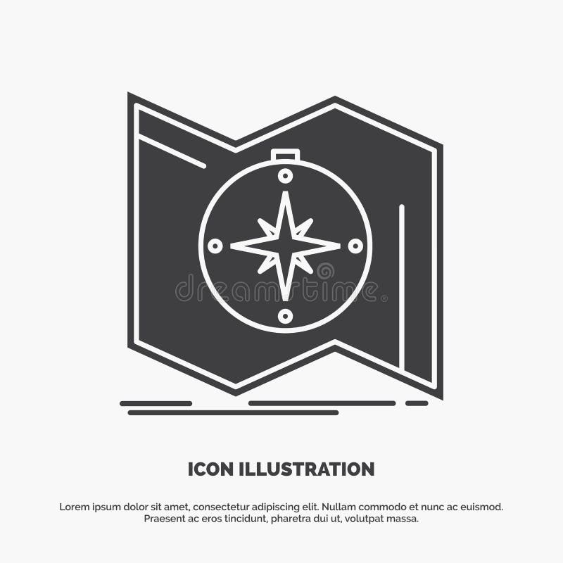 Direction, Explore, Map, Navigate, Navigation Icon. Glyph Vector Gray ...