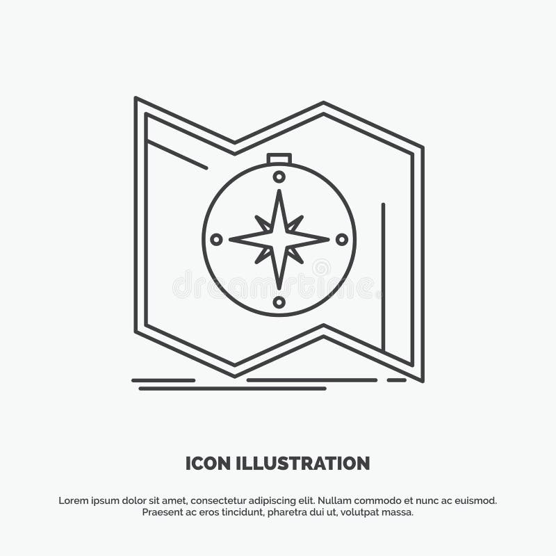 Direction Explore Map Navigate Navigation Icon Line Vector Gray Symbol For Ui And Ux