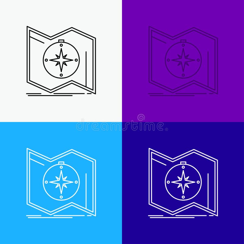 Direction, Explore, Map, Navigate, Navigation Icon Over Various ...