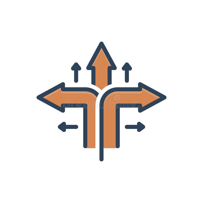 Color Illustration Icon for Direction, Directional and Decision Stock ...