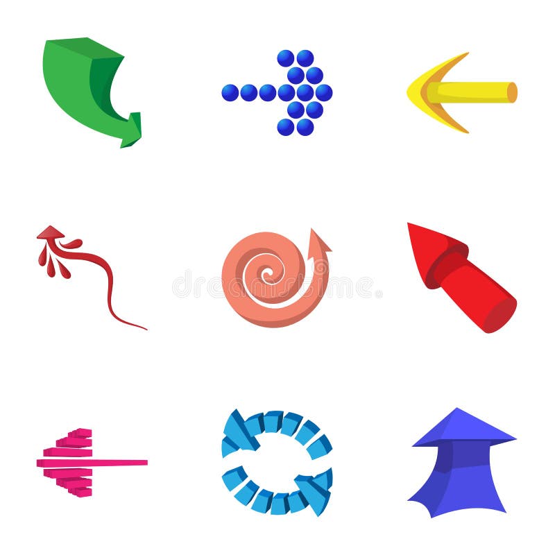 Direction Icons Set, Cartoon Style Stock Vector - Illustration of ...