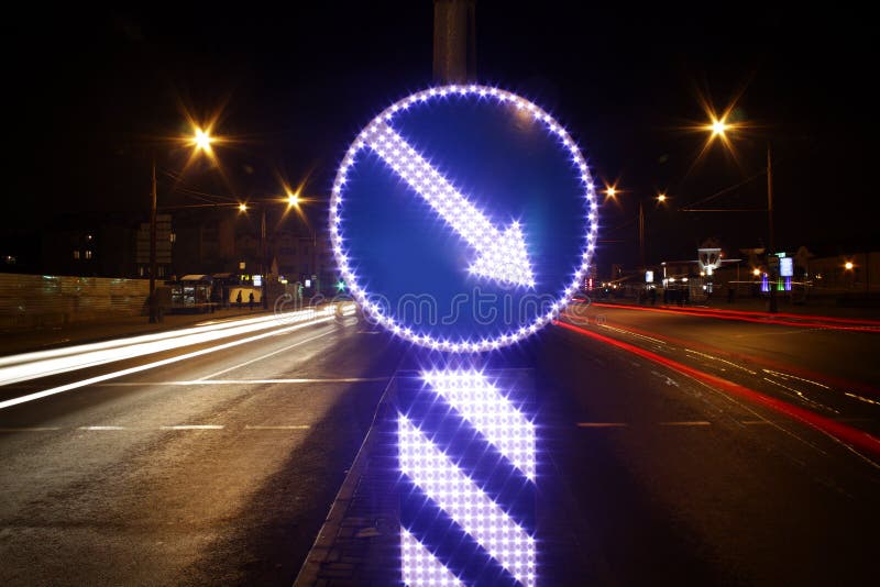 Direction Indicator and Light Trails Stock Image - Image of modern ...