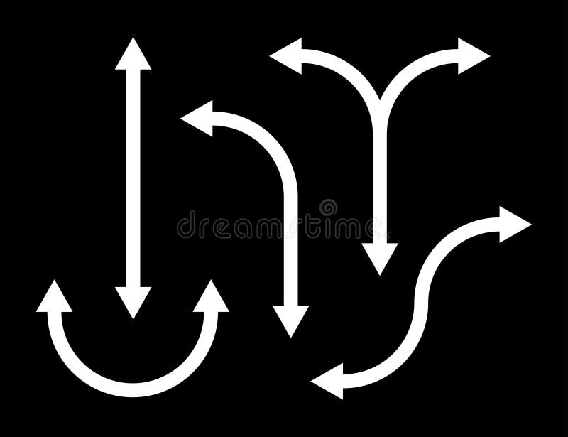 Arrow Icon. Collection of Turn Arrows. Symbol of Movement or Path ...