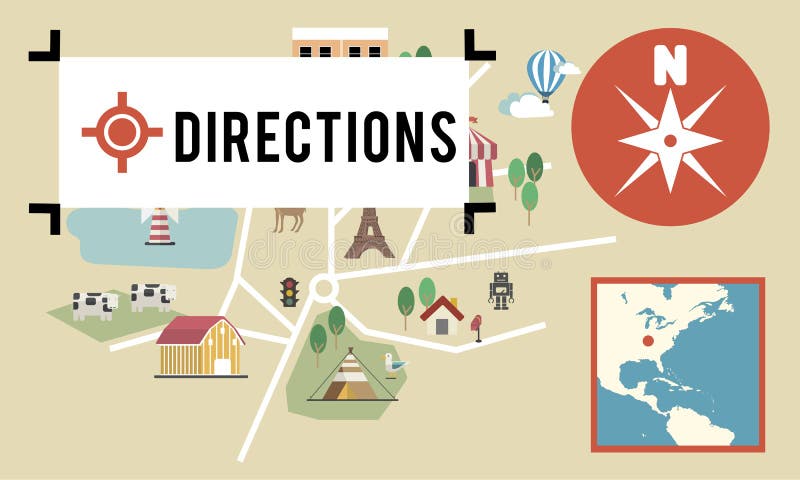 Direction Journey Location Magnetic Navigation Concept Stock ...