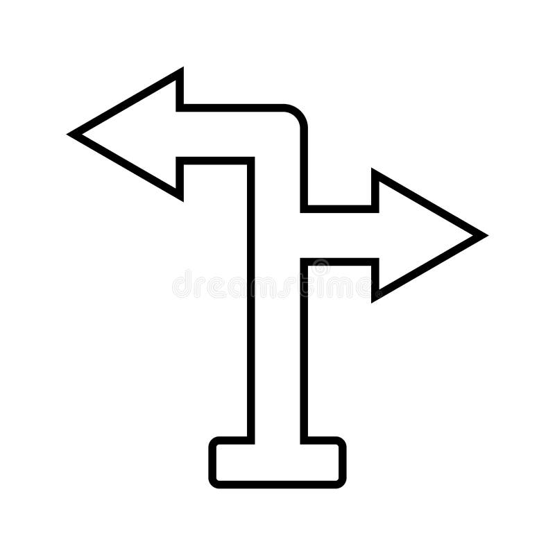 Direction, Left, Arrow Outline Icon. Line Art Vector Stock Illustration ...