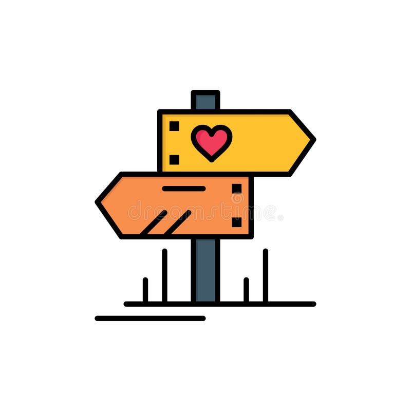 Direction, Love, Heart, Wedding Flat Color Icon. Vector Icon Banner ...