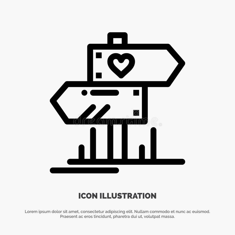 Direction, Love, Heart, Wedding Line Icon Vector Stock Vector ...