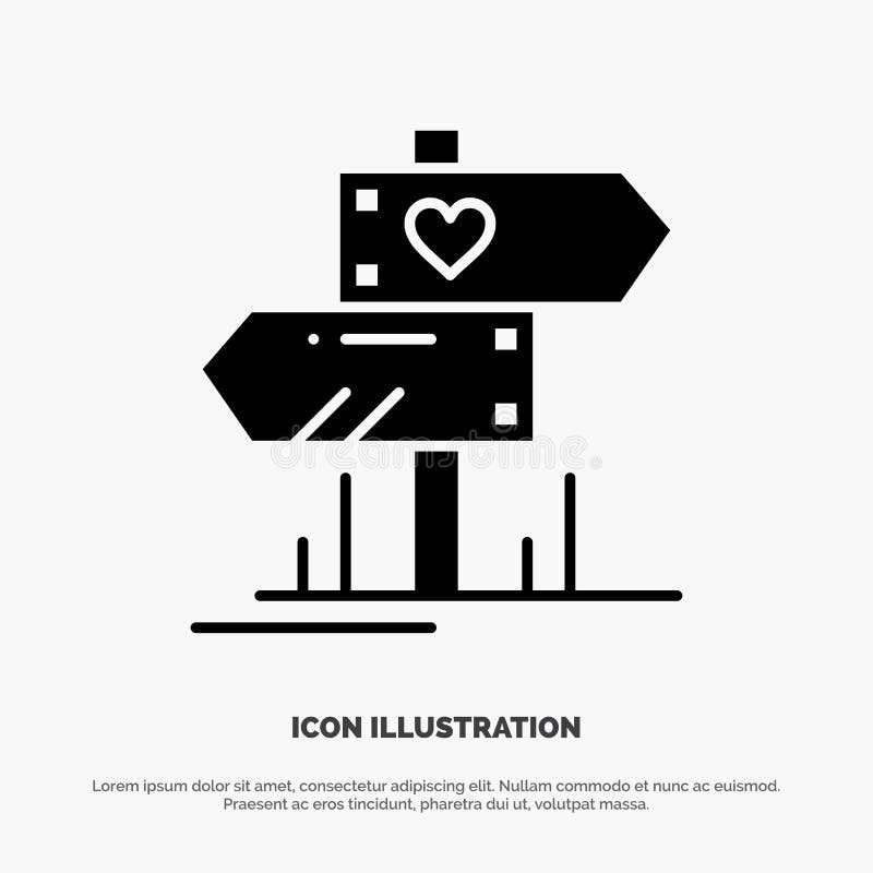 Direction, Love, Heart, Wedding Solid Glyph Icon Vector Stock Vector ...