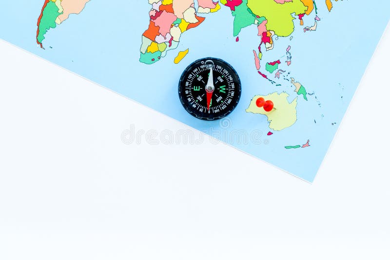 Direction of Movement, Travel Direction. Compass and Map on White ...