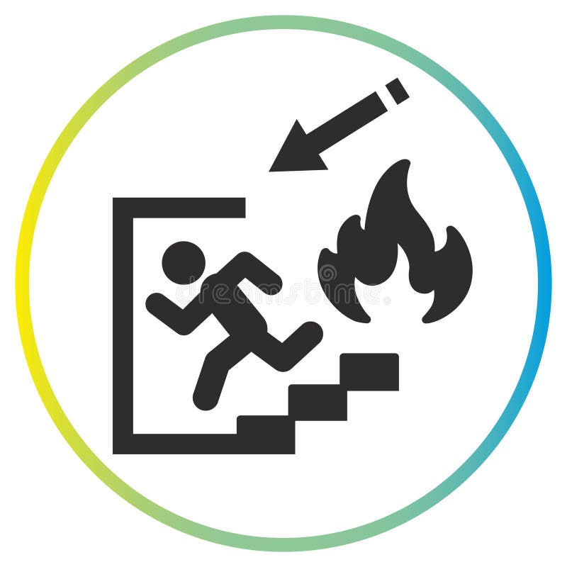 Direction of Movement in Case of Fire Icon Stock Vector - Illustration ...
