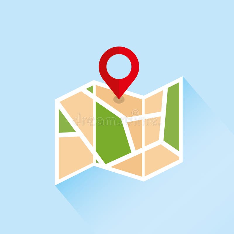 Direction of Movement on the Map, Pointer Icon, Flat Map with Shadow ...