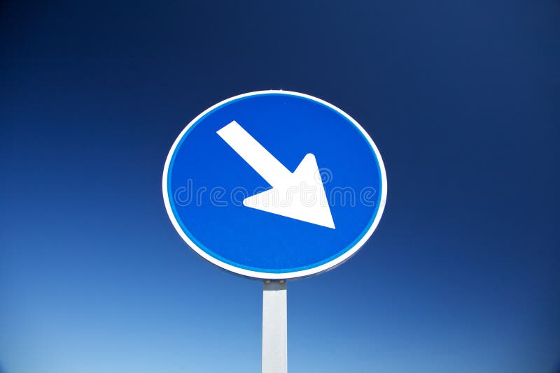 Direction Right Blue Signal Stock Photo - Image of roadway, blue: 18796010
