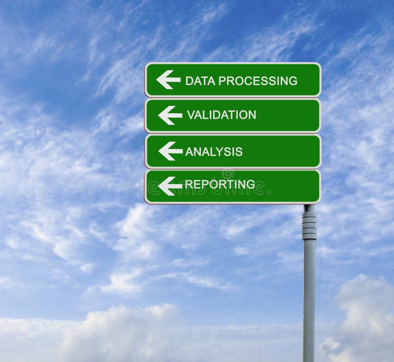 Road Sign To Data Processing Stock Image - Image of summarization, road ...