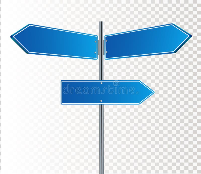 Direction Road Signs Arrows on Blue Sky. Vector Illustration. Stock ...