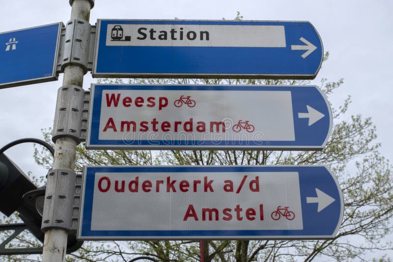 Direction Sign at Abcoude the Netherlands 8-4-2024 Editorial Stock ...