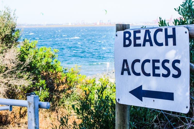 Direction Sign for Beach Access at Sydney, Australia. Stock Photo ...