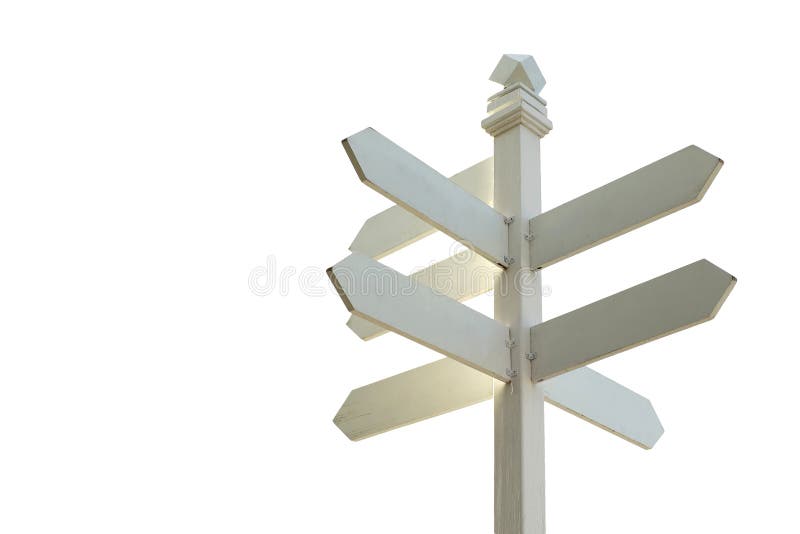 Direction Sign with Blank Spaces for Text on White Background Stock ...
