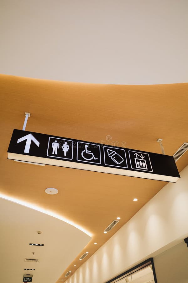 Directions Signboard Hanging on the Ceiling of a Mall Stock ...