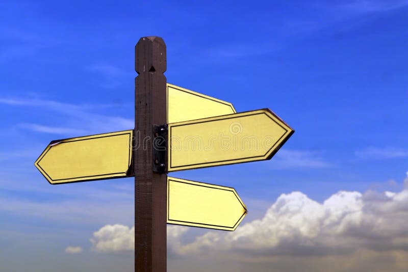 Direction Sign Board Under Blue Sky Stock Image - Image of road ...