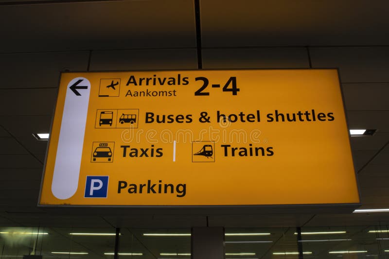 Direction Sign before the Gates at Schiphol Airport the Netherlands 29 ...