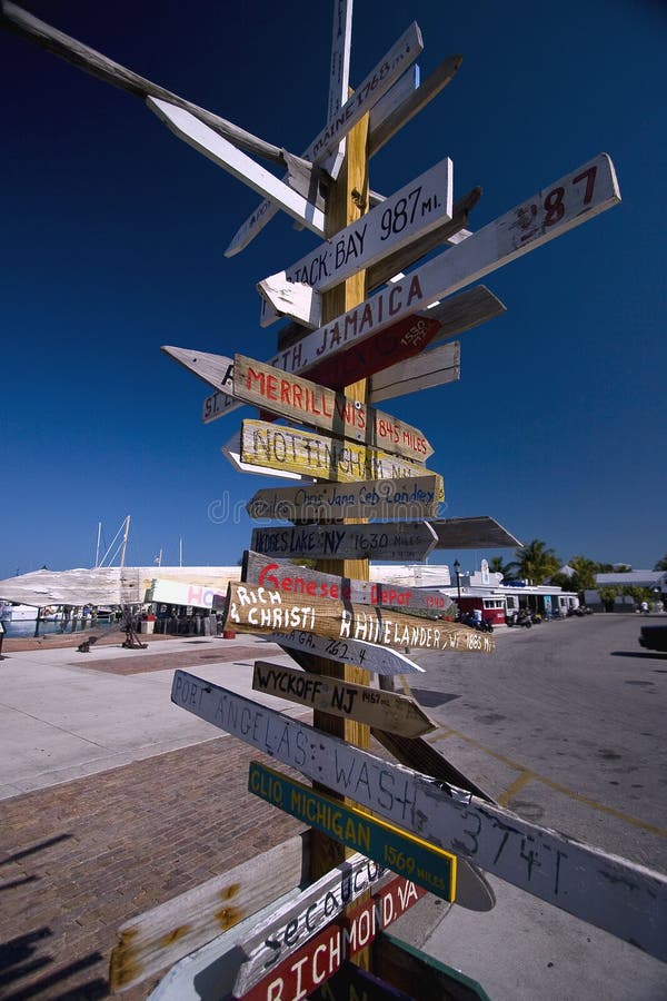 Direction Sign, Key West, Florida Stock Image - Image of jalbert, dock ...