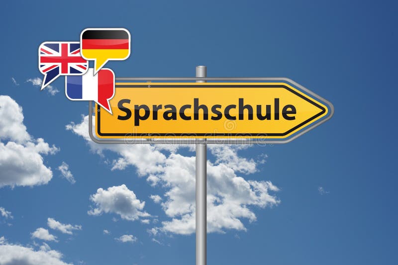 A Direction Sign for a Language School Featuring Various International ...