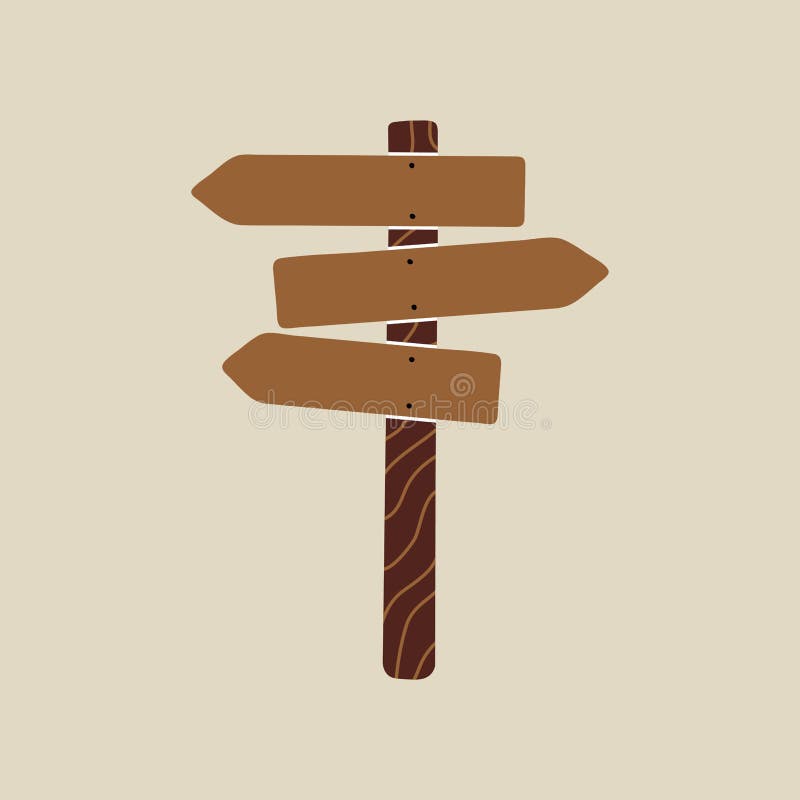 Direction Sign in Modern Flat Line Style. Hand Drawn Vector ...