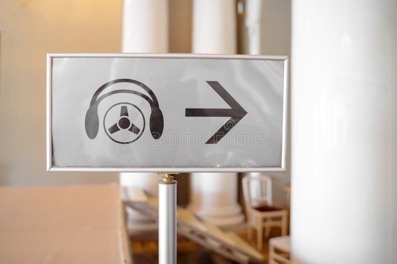 Direction Sign in Museum Audio Guide Self-guided Tour Entrance ...